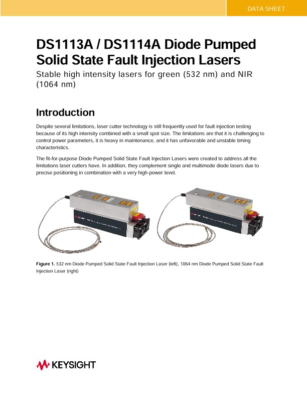 DS1113A / DS1114A Diode Pumped Solid State Fault Injection Lasers PDF Asset Page | Keysight